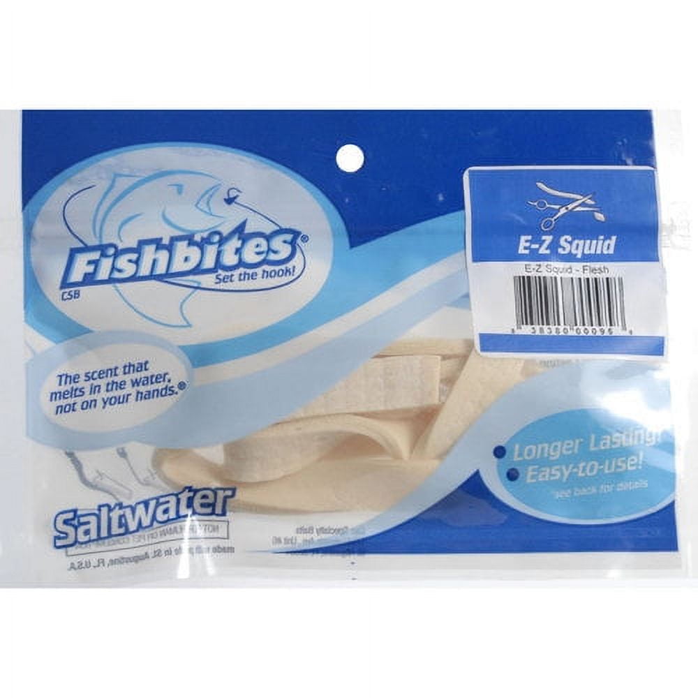 Fishbites E-Z Squid Strip Fishing Bait, Long Lasting, Flesh Color ...