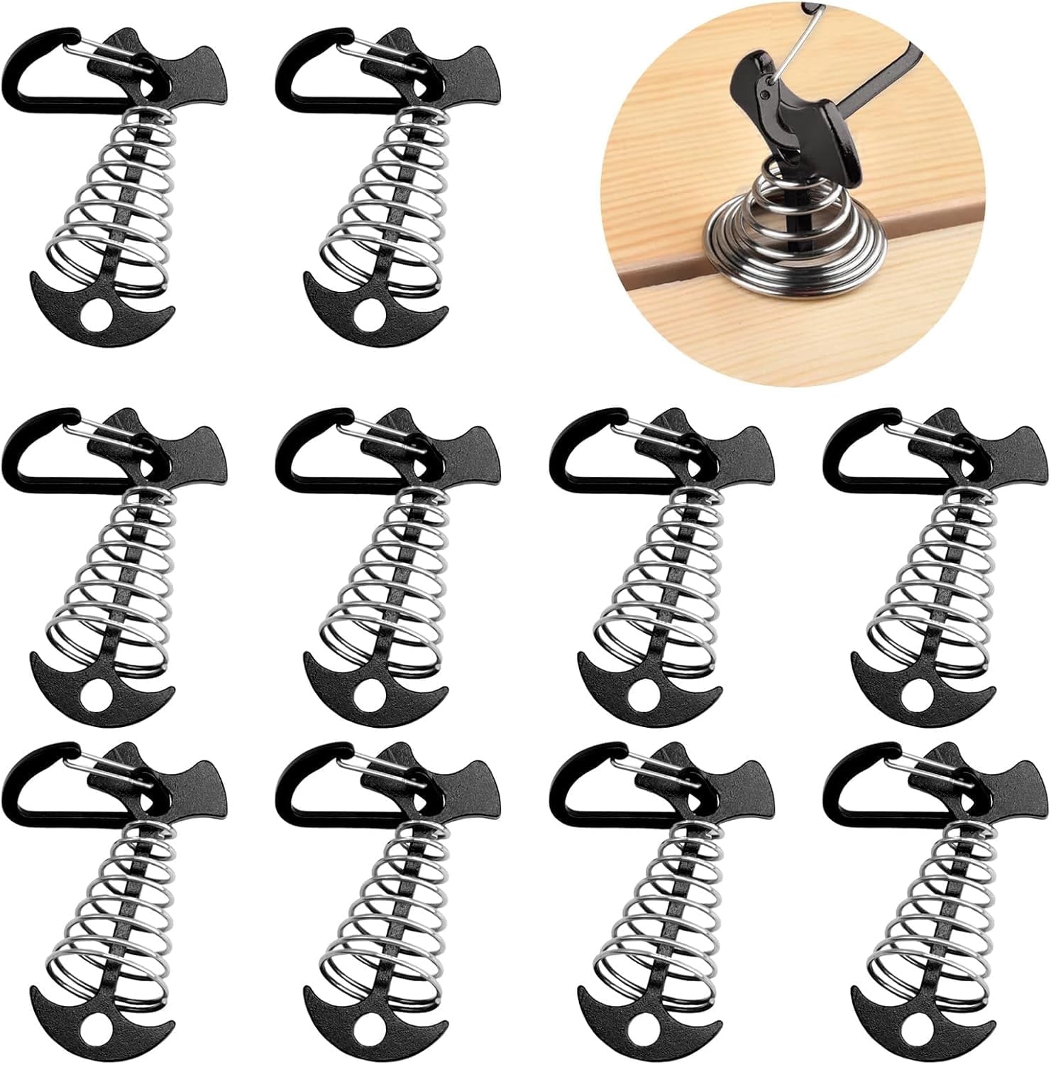 Fishbone Deck Anchor Pegs, 10 Pcs Black Deck Furniture Anchors, Deck ...