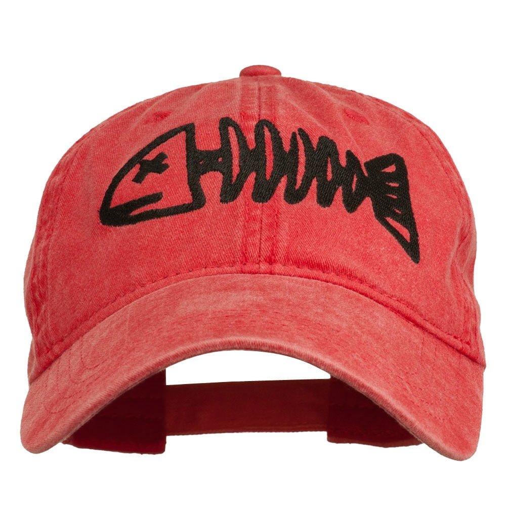 Fishbone Embroidered Pigment Dyed Brass Buckle Cap - Red OSFM - Walmart.com