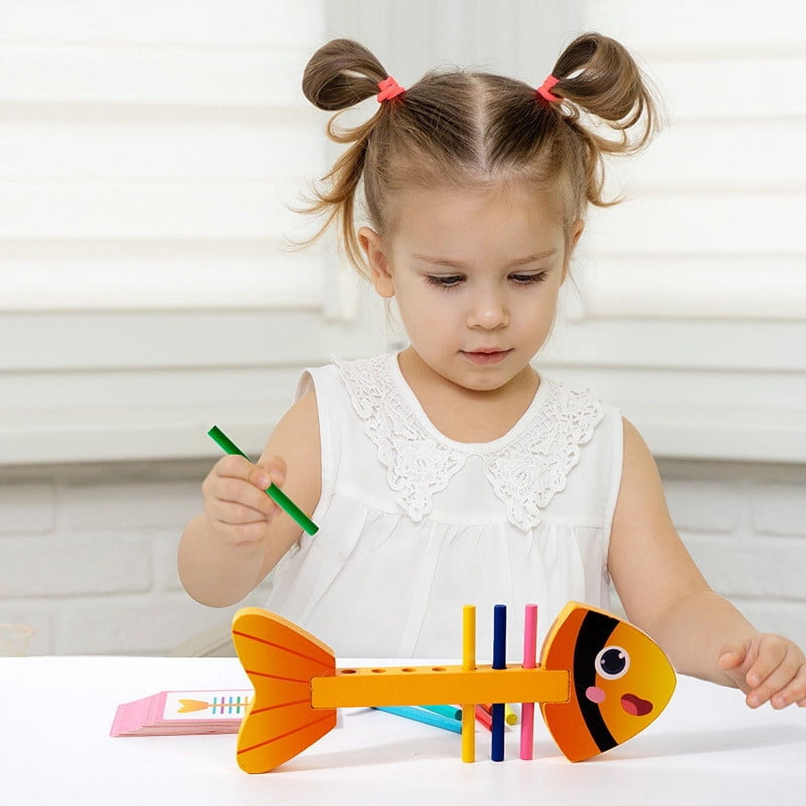 Fishbone Matching Fine Motor Skill Toy Set | Wooden Interactive Sorting ...