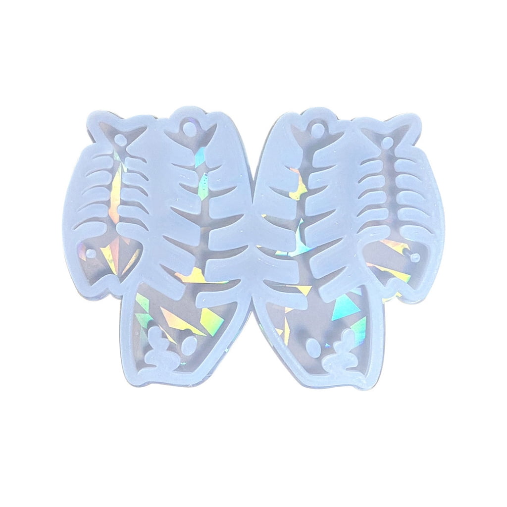Fishbone Shape Silicone Molds Holographic Epoxy Resin Mold DIY Pendant ...