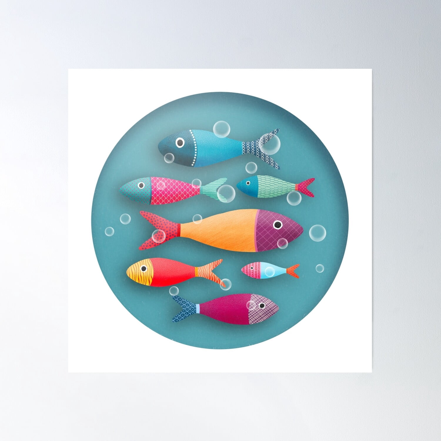 Fishbowl Ocean View 3 Poster Wall Art, Modern Wall Decor, 16x16 ...