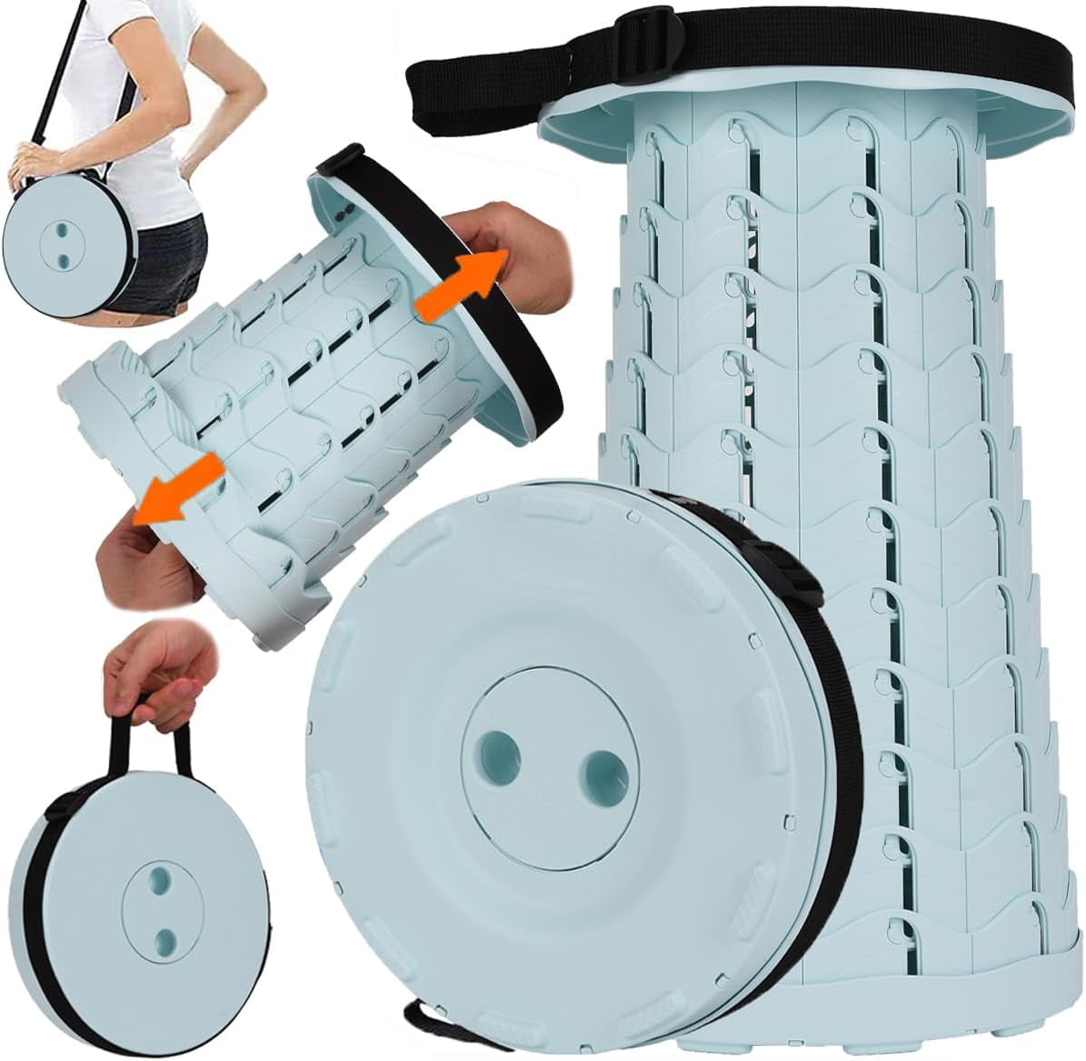 Fishboy Upgraded Collapsible Stool, 400lbs Max Weight, Lightweight But Sturdy, Portable ...