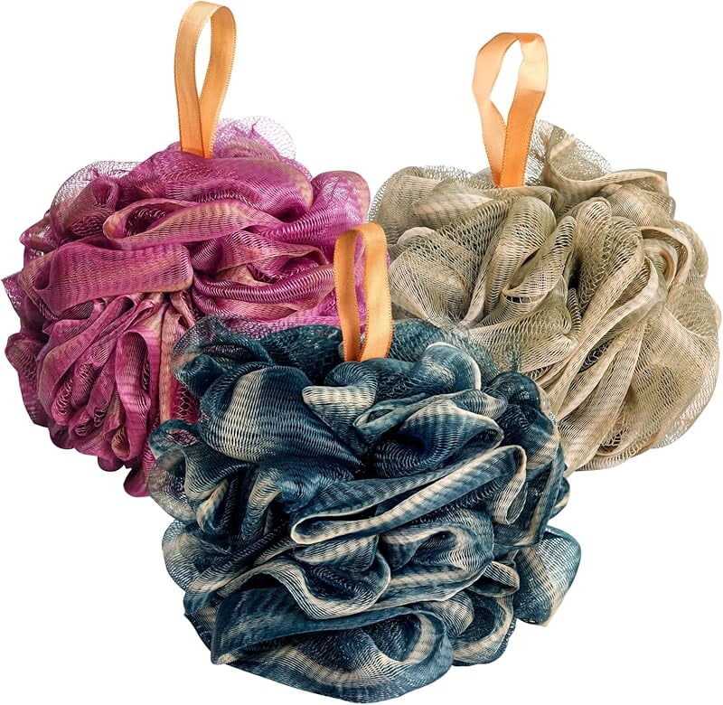 Fishent Bath Loofah Sponge, 3 Pack loofahs Exfoliating Body Scrubber ...