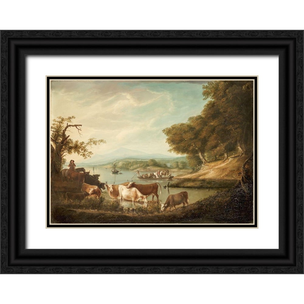 Fisher, Alvan 18x14 Black Ornate Wood Framed with Double Matting Museum ...