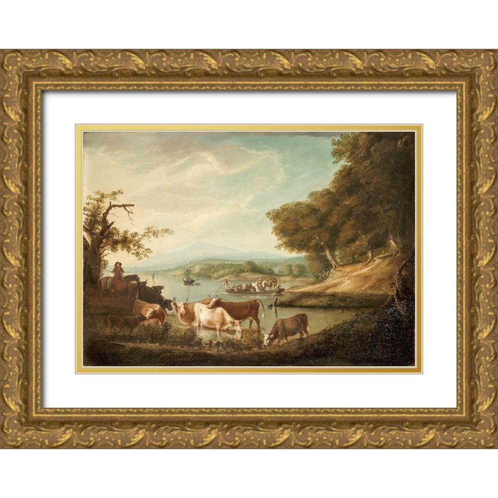 Fisher, Alvan 24x18 Gold Ornate Wood Framed with Double Matting Museum ...