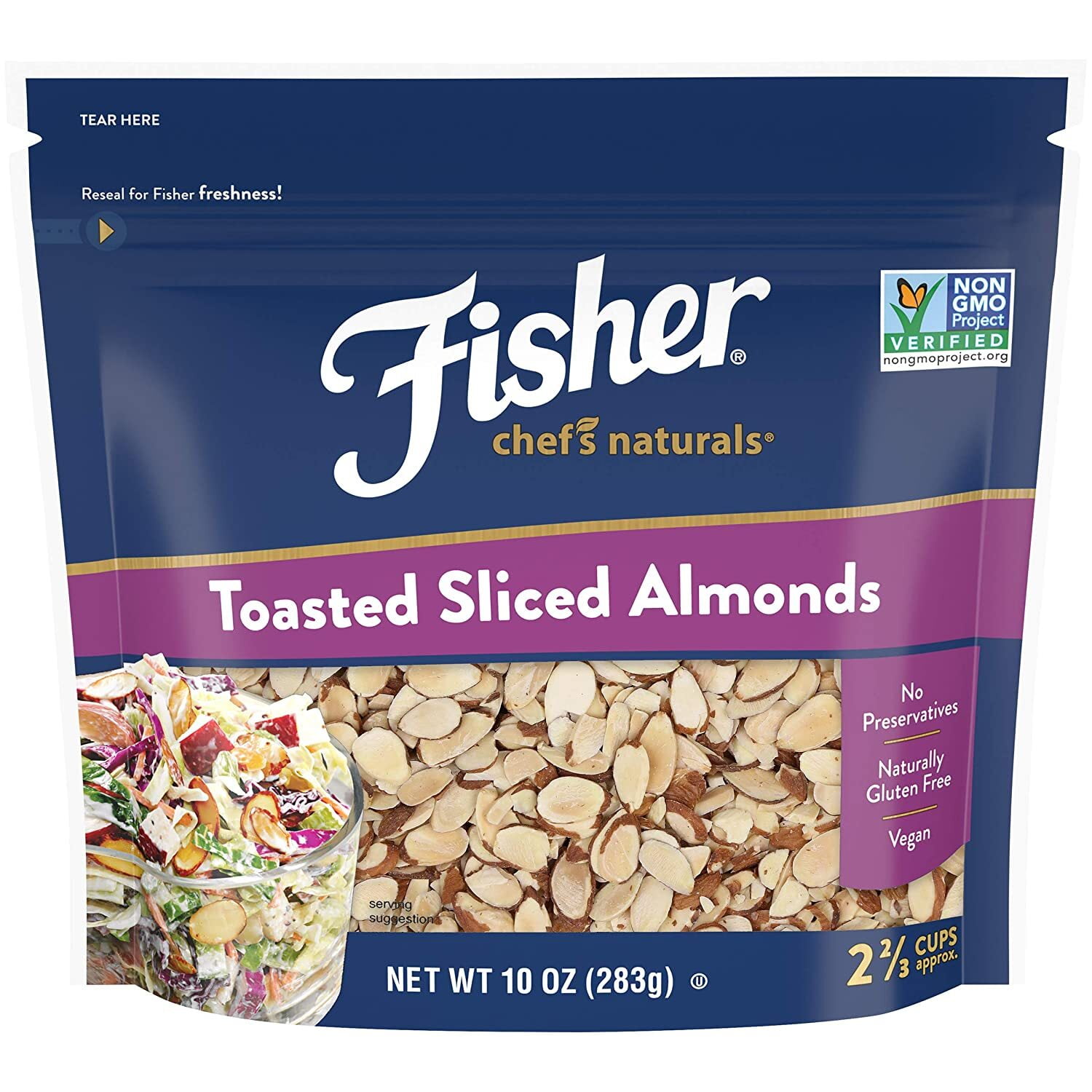 Fisher Chef's Naturals Toasted Sliced Almonds, 10 oz, Naturally Gluten ...