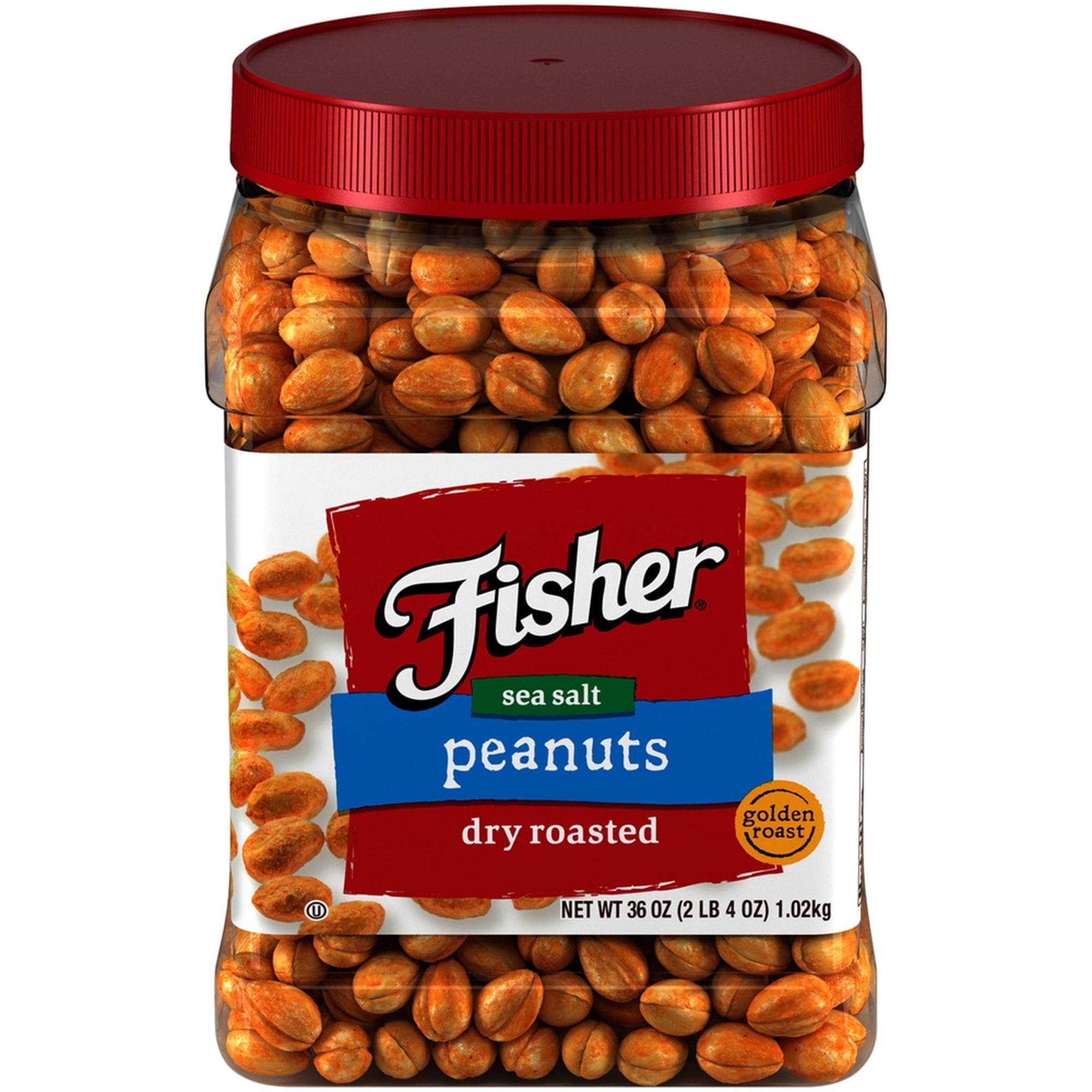 Fisher Dry Roasted Peanuts, Sea Salt Flavor, 36 oz Jar, 7g Protein per ...