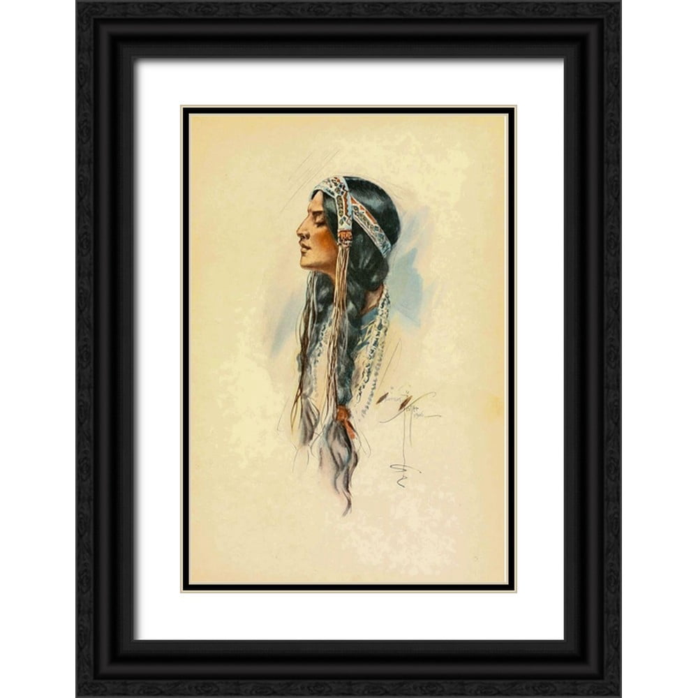 Fisher, Harrison 11x14 Black Ornate Wood Framed with Double Matting ...