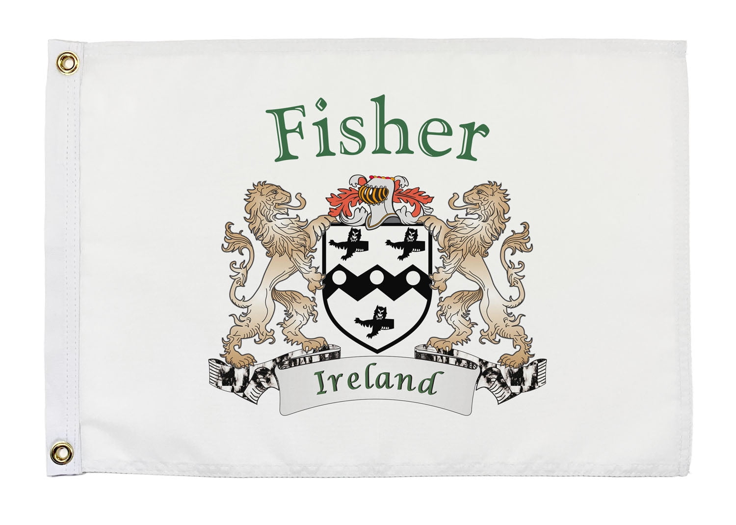 Fisher Irish Coat of Arms Small White Flag - 16"x10.5" inches - Walmart.com