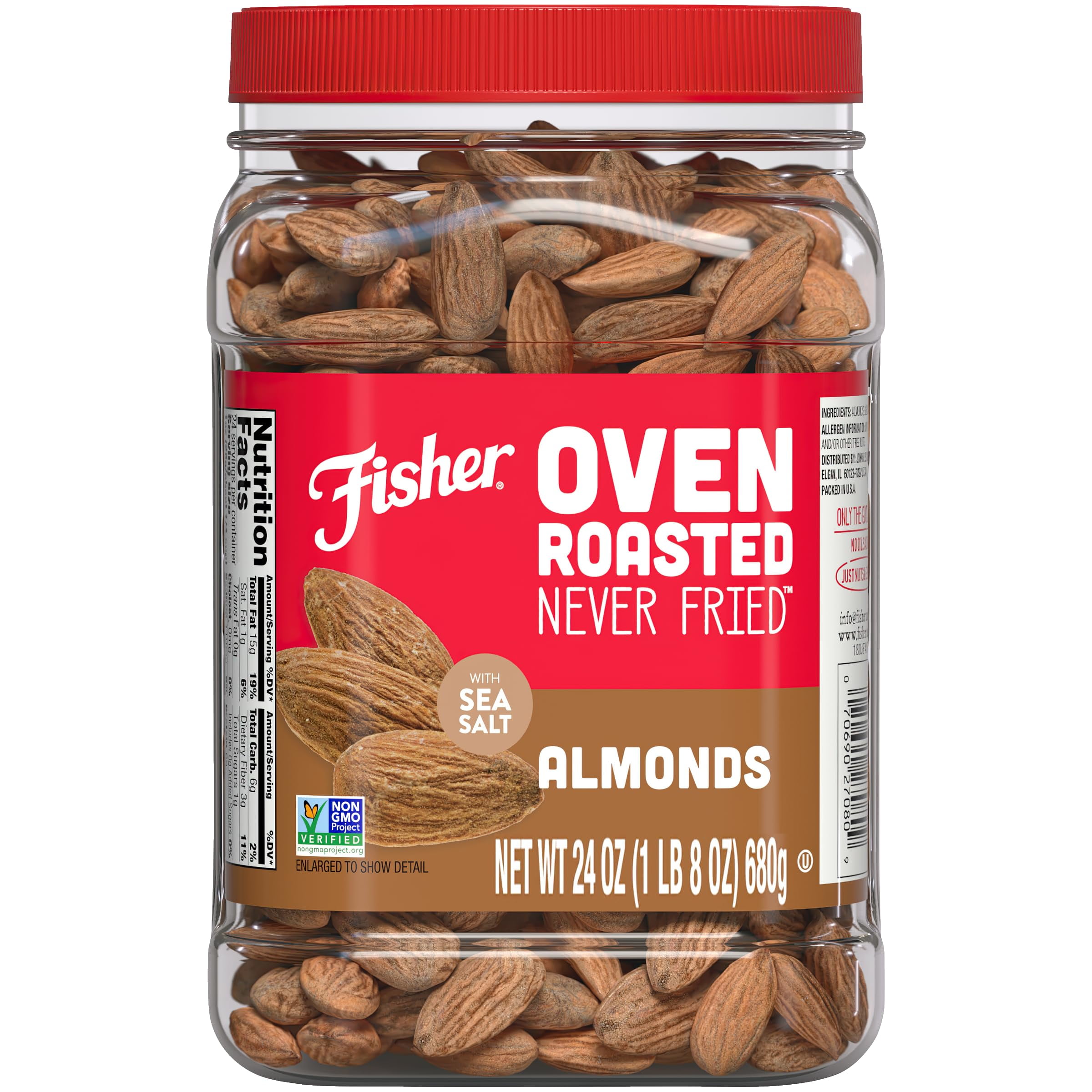 Fisher Oven Roasted Never OKA4 Fried Almonds, 24 Ounces 1), Heart ...