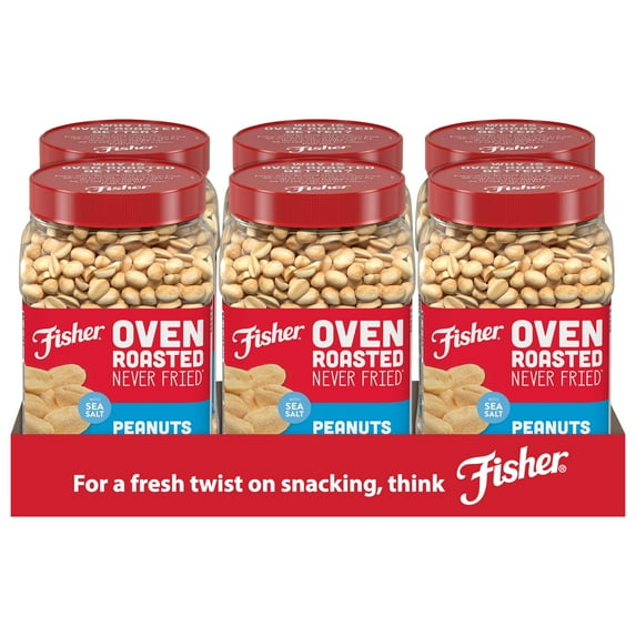 Fisher Oven Roasted Never DEF29 Fried Peanuts, 24 (Pack of 6), Snacks ...