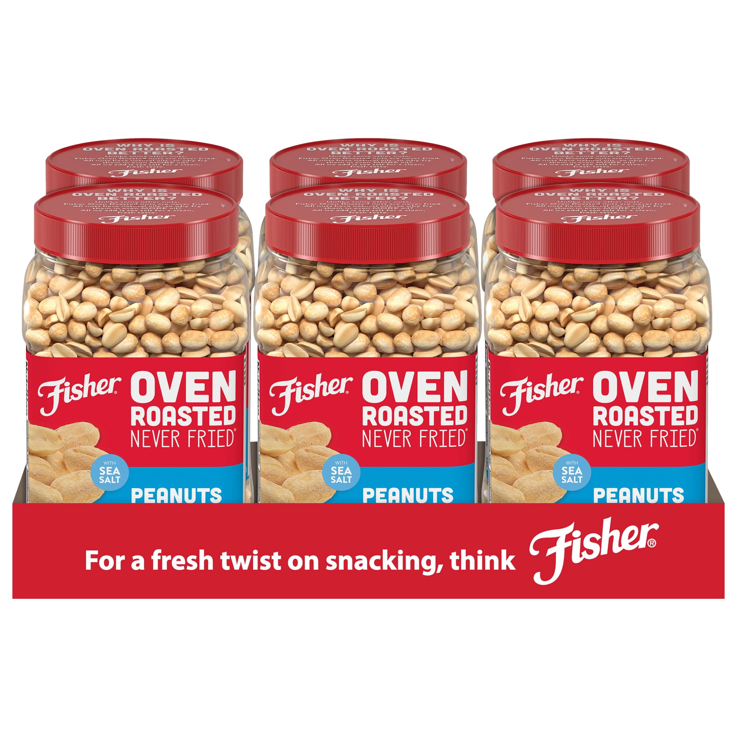 Fisher Oven Roasted Never OKA4 Fried Peanuts, 24 Ounces of 6), Snacks ...