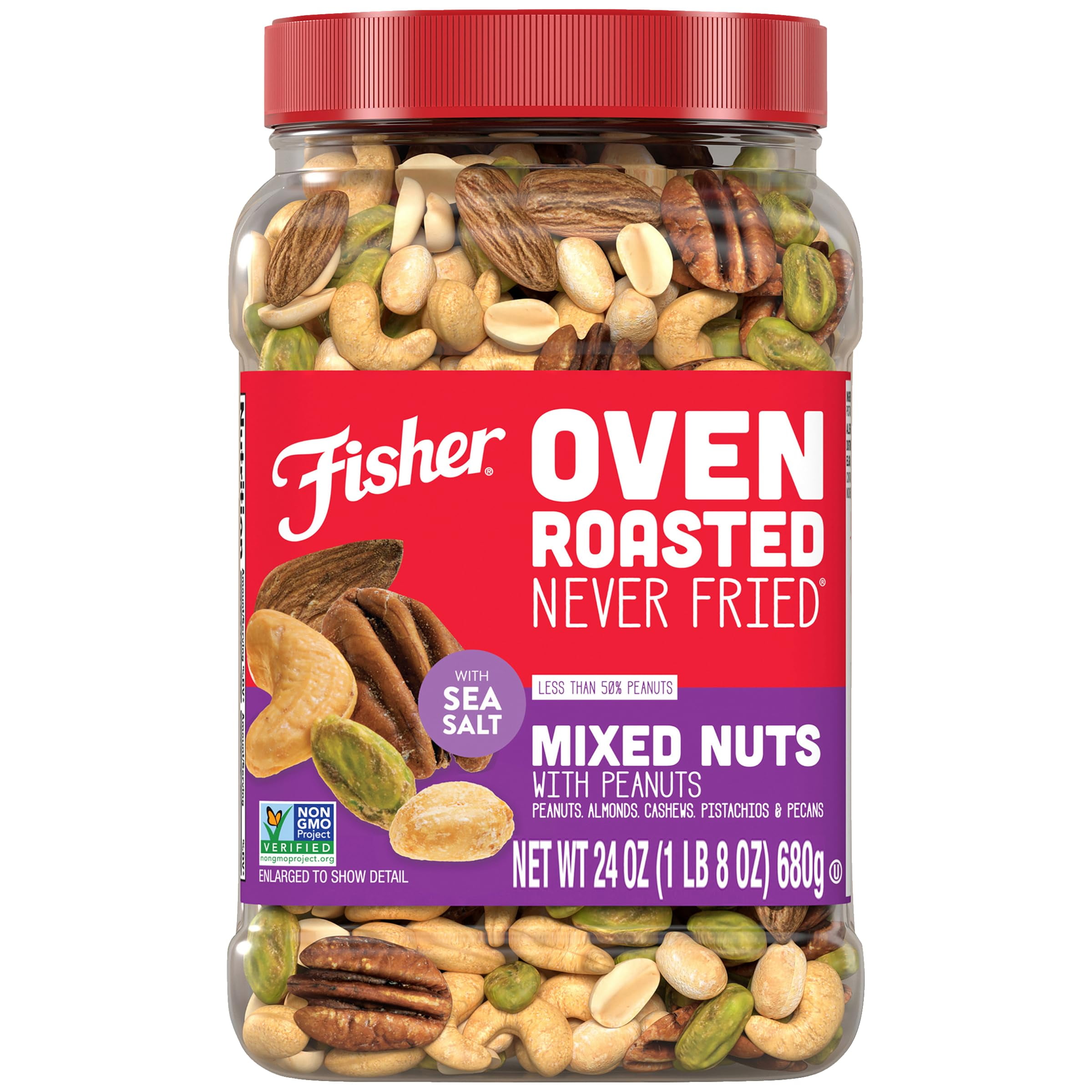 Fisher Oven Roasted Never VTF5 Fried Mixed Nuts with 24 Ounces (Pack of ...
