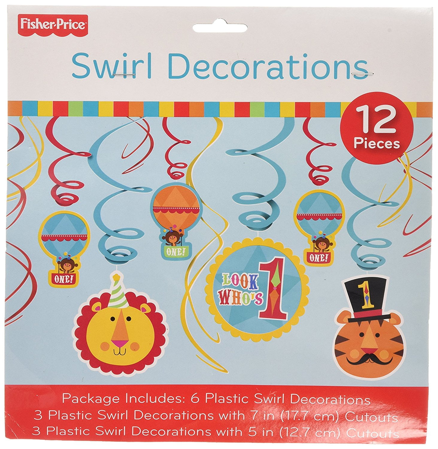 Fisher Price 1st Birthday Circus Hanging Swirl Decorations (12pc ...