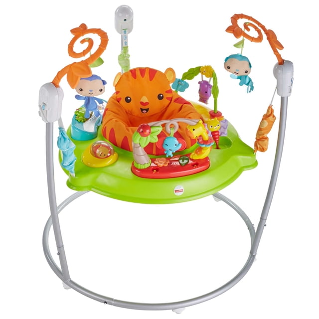 Fisher-Price Baby Bouncer Tiger Time Jumperoo, Fun Animal Activity ...