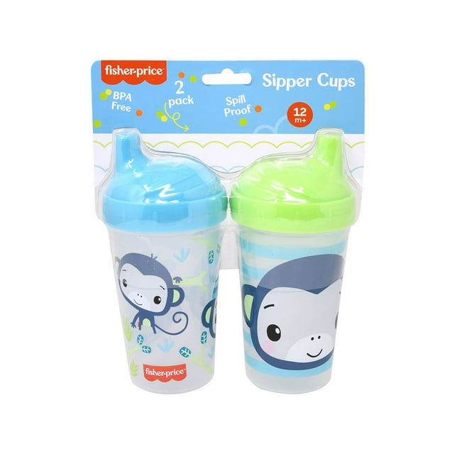 Fisher-Price Baby Boys' 2-Pack Monkey Sipper Cups - aqua/multi, one ...
