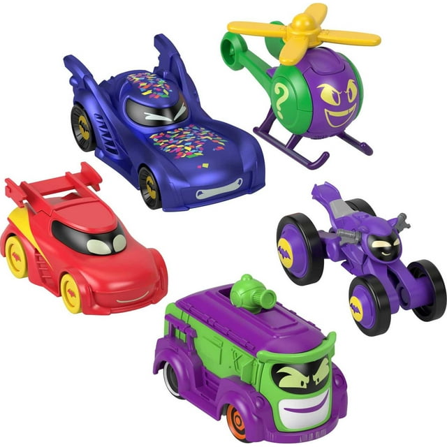 Fisher-Price Batwheels, 1:55 Scale, 5-Piece Diecast Vehicle Multipack ...