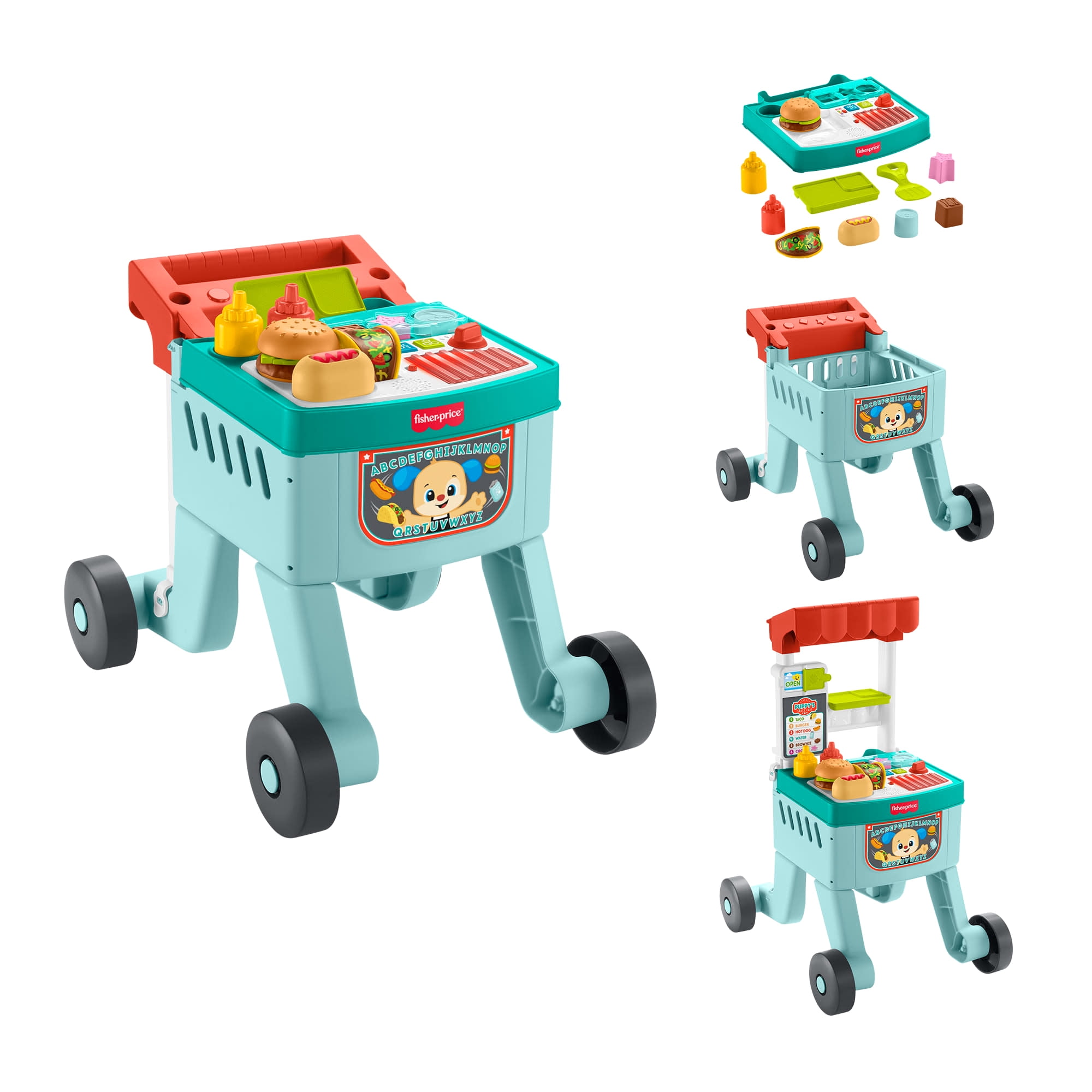 Fisher-Price Laugh & Learn 4-in-1 Snack Cart Baby Walker & Toddler ...