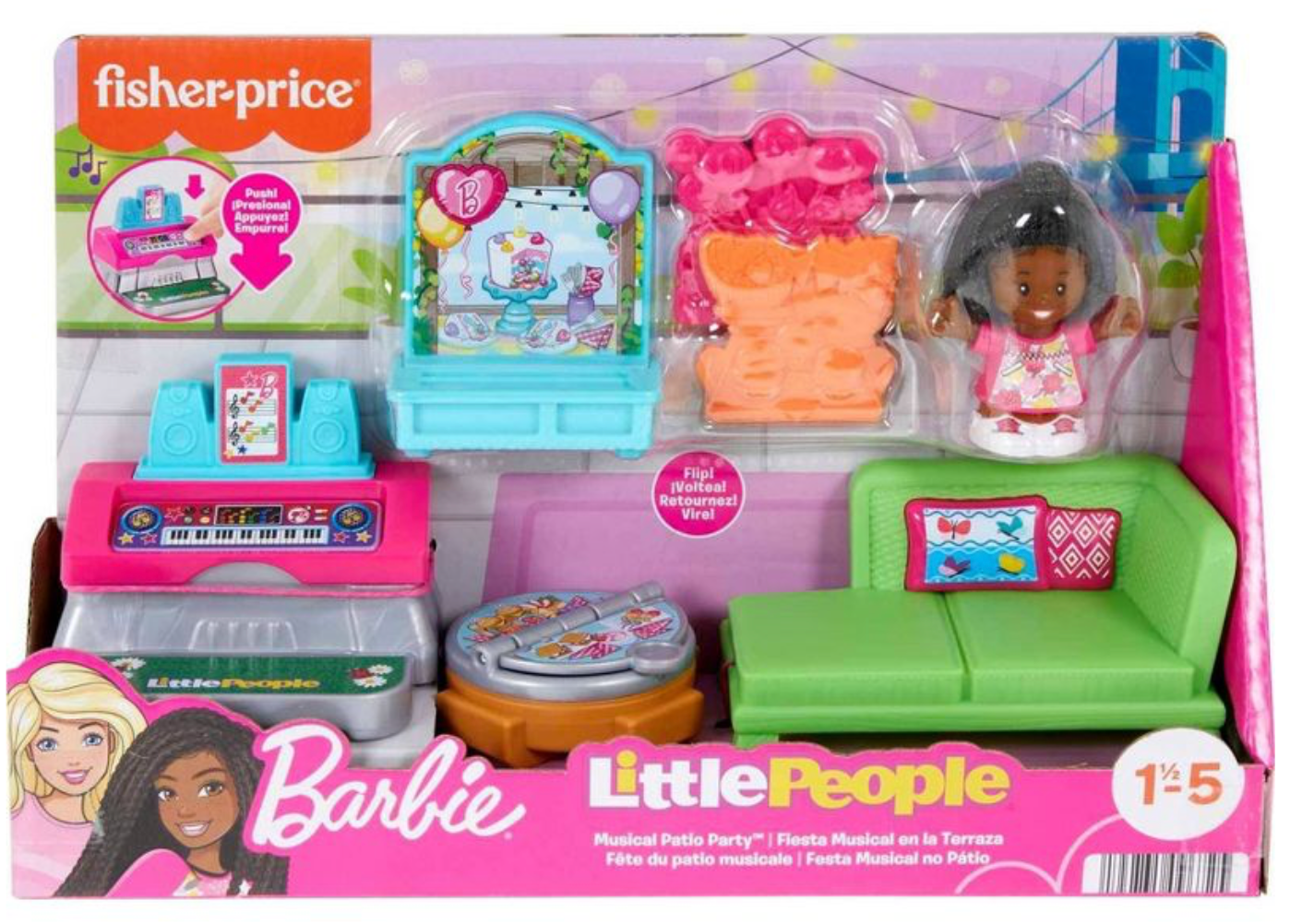 Fisher-Price Little People Barbie Brooklyn Roberts Musical Patio Party ...