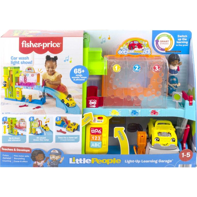 Fisher-Price Little People Toddler Playset with Figures & Toy Car, Light-up Learning Garage ...