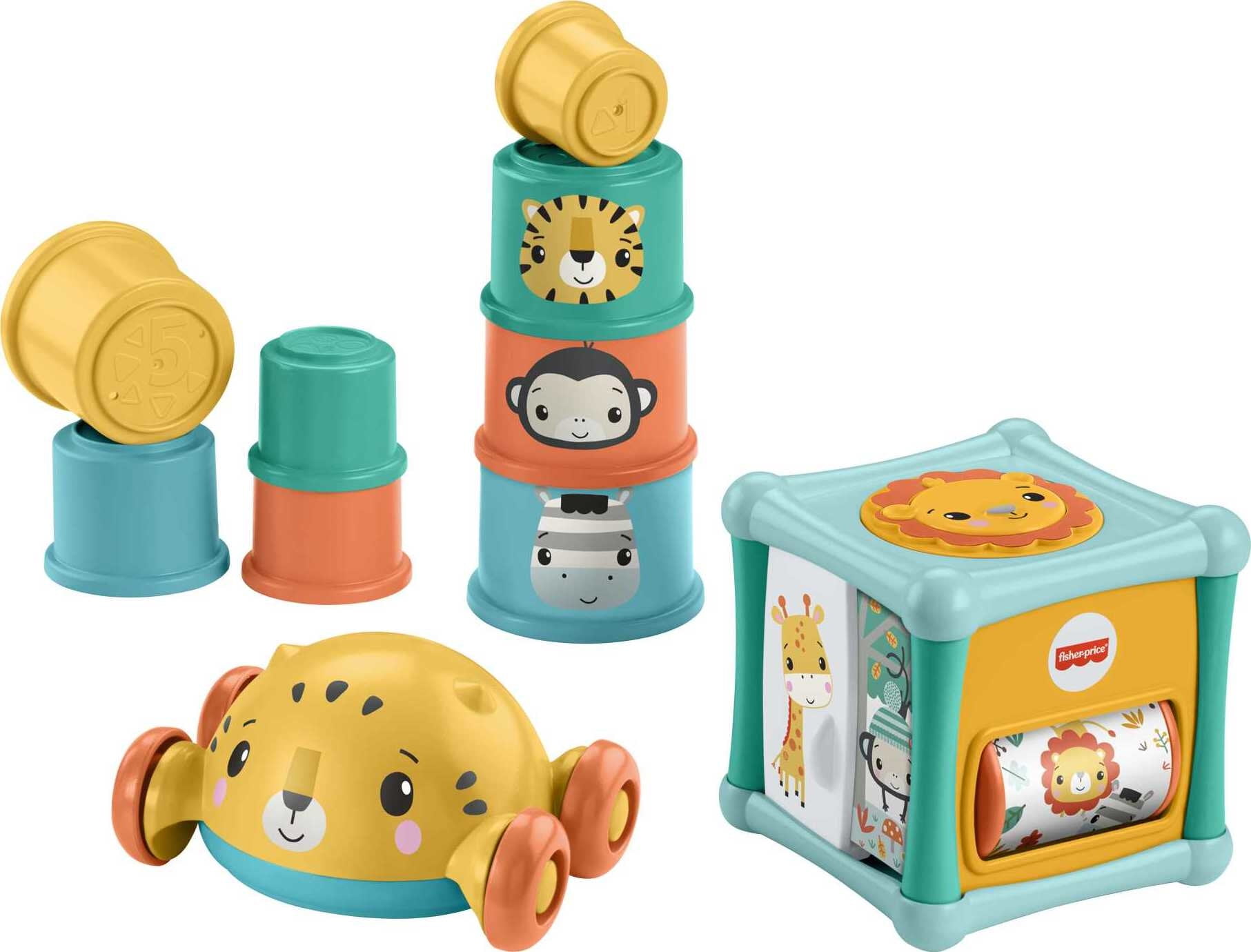 Fisher-Price Activity Rolling & Busy Sit & Crawl Gift Set with Stacking ...