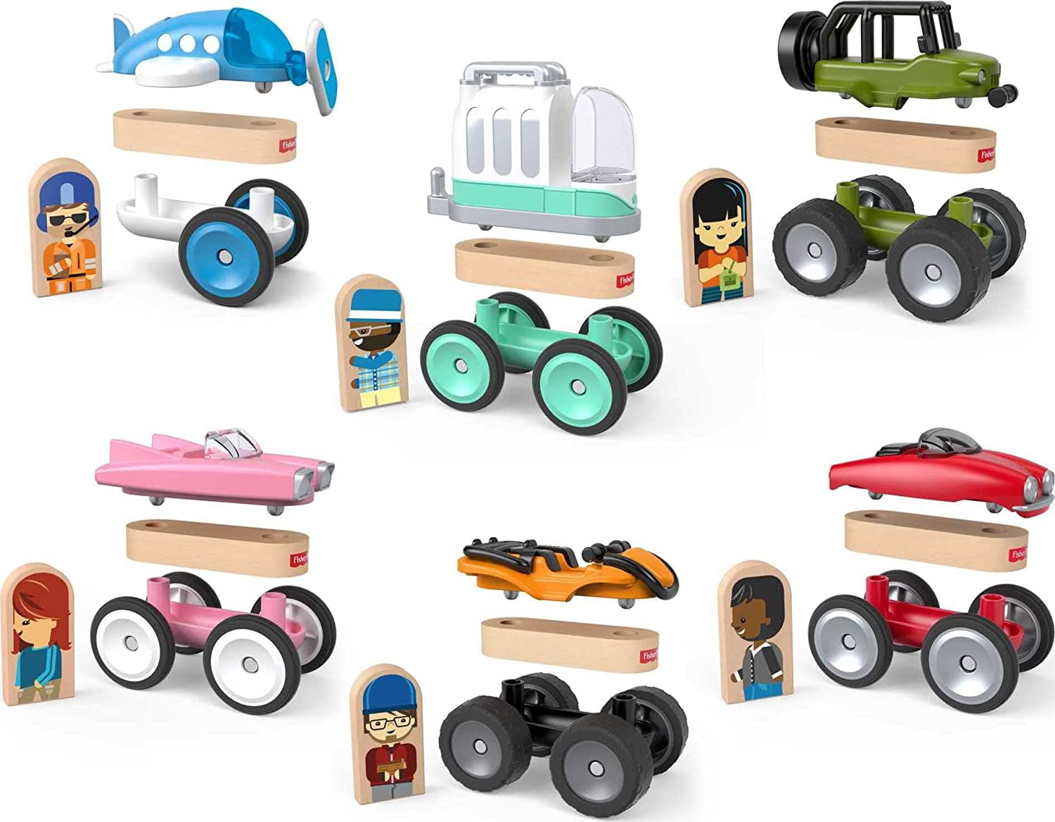 Fisher-Price Wonder Makers Design System, Vehicle Toy Set with Wood ...