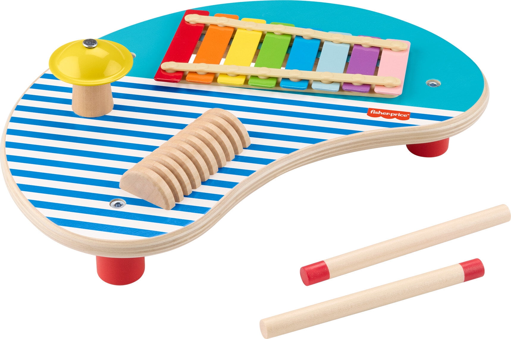 Fisher-Price Wooden Toy Musical Table with Percussion Instruments for ...