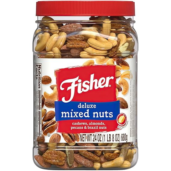 Fisher Snack Deluxe Mixed Nuts, 24 Ounces, Cashews, Almonds, Pecans ...