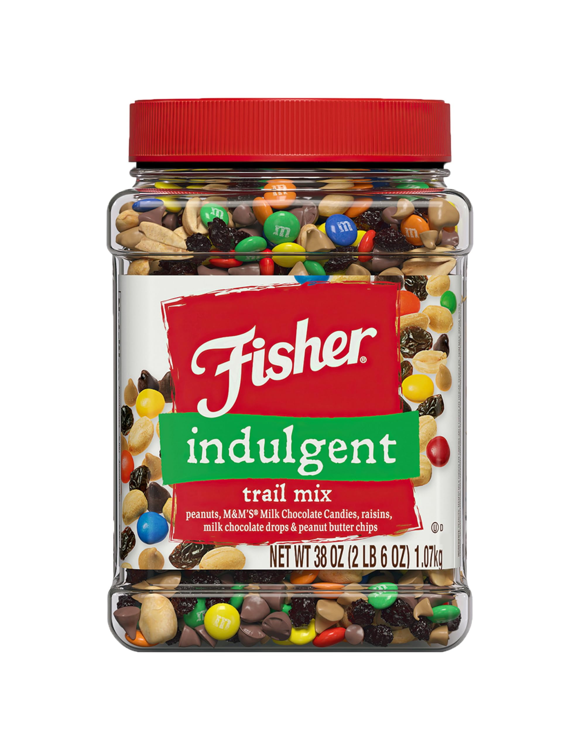 Fisher Snack Indulgent Trail Mix, 38 Ounces, Peanuts, Milk Chocolate ...