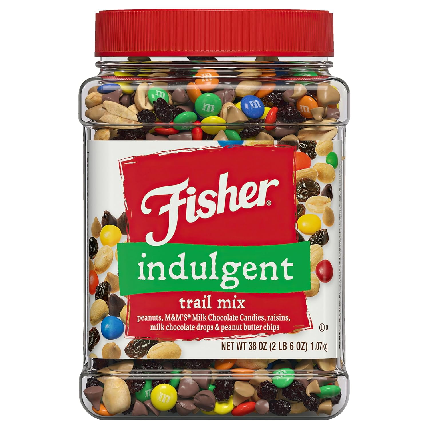 Fisher Snack Indulgent Trail Mix, 38 Ounces, Peanuts, Milk Chocolate ...