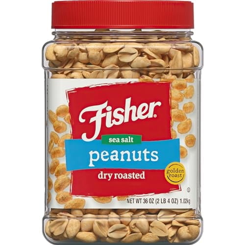 Fisher Snack Sea Salt Dry Roasted Peanuts, 36 Ounces, No Artificial ...