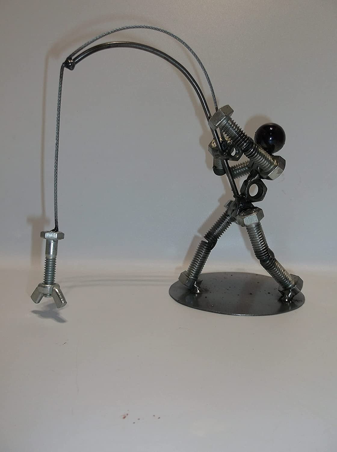 Fisherman, Angler, Metal Bolt Figurine, Upcycled Art - Walmart.com