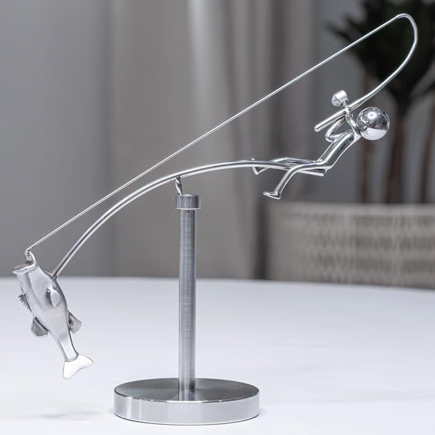 The Fisherman Balancing Sculpture, Kinetic Fishing Sculpture, Balance ...