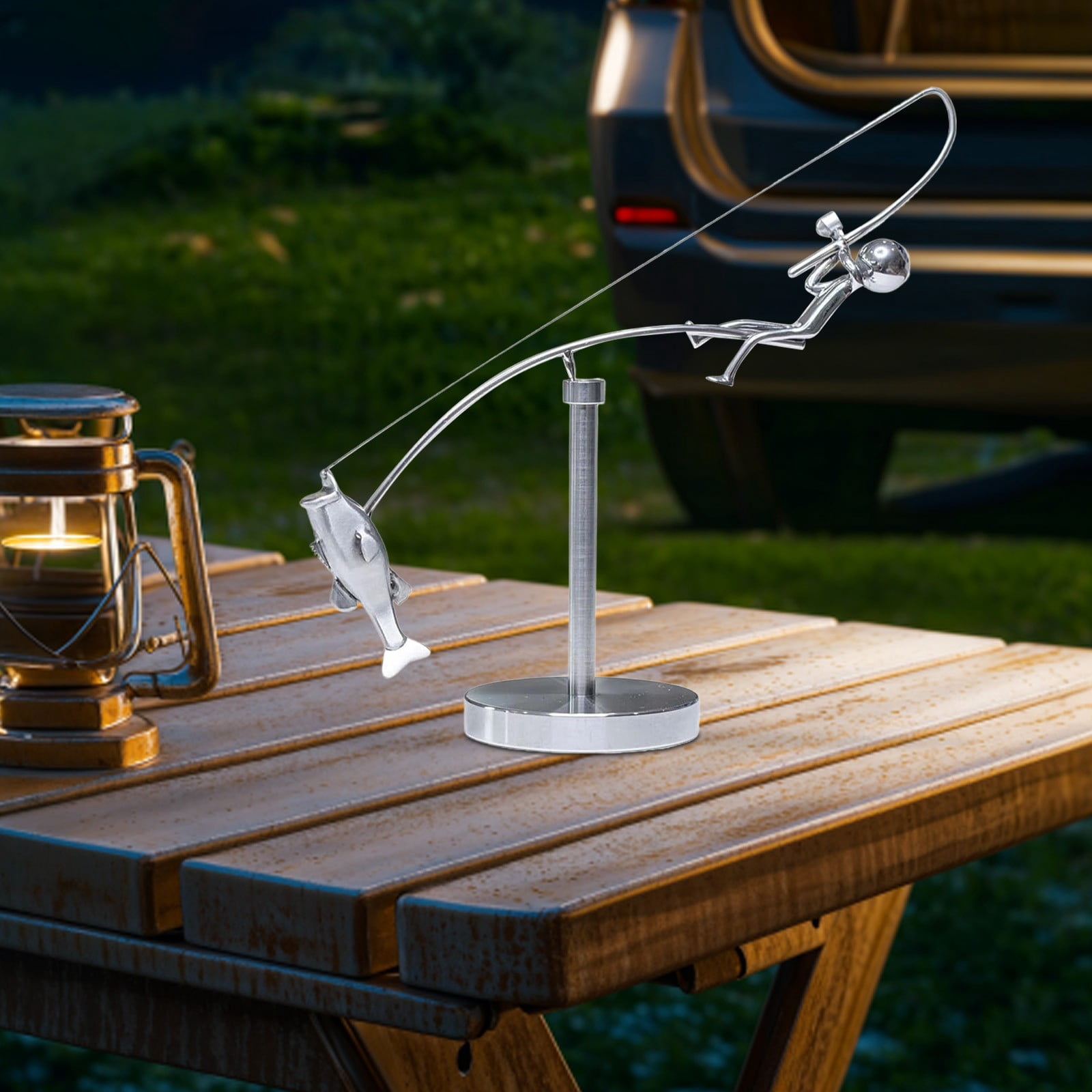 The Fisherman Balancing Sculpture, Kinetic Sculpture Fishing, Metal ...
