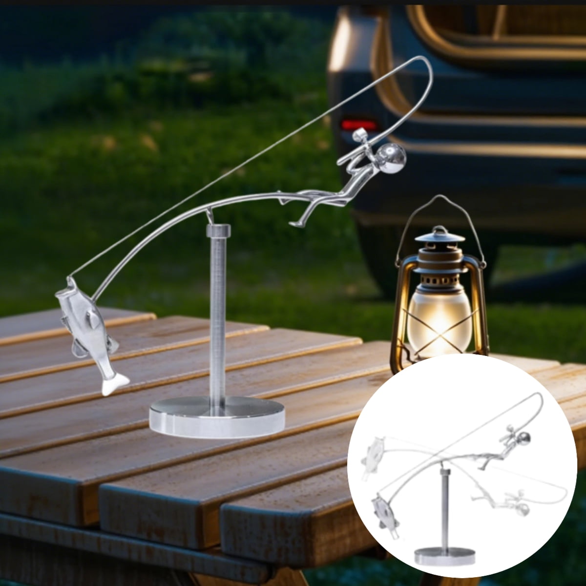 Fisherman Balancing Sculpture, Kinetic Sculpture Fishing, Metal ...