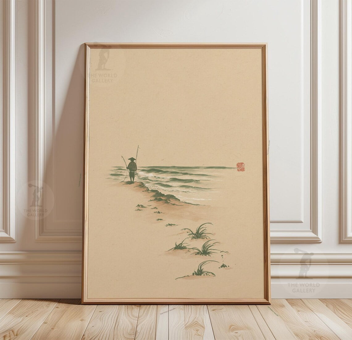 Fisherman Beach Minimalist Japanese Coastal Wall Art Home Decor Art ...