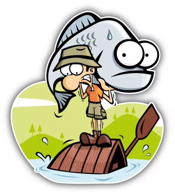 Fisherman Cartoon Fish Car Sticker Phone Decal Water Bottle Stickers ...