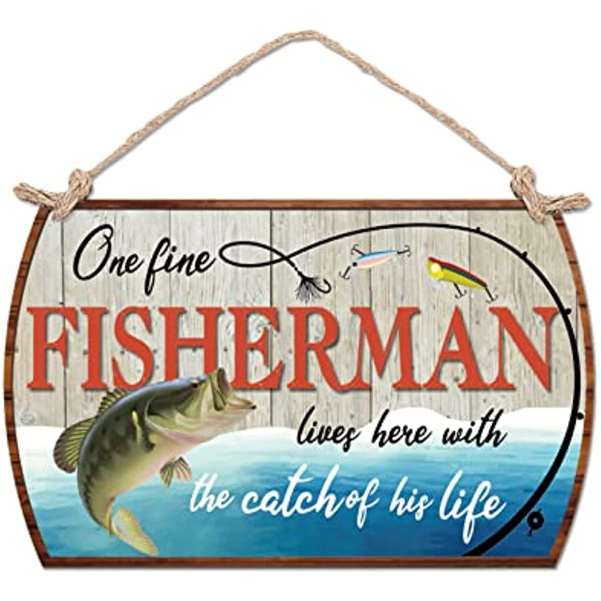 Fisherman Decor Sign Fishing Wood Plaque Sign One Fine Fisherman Lives ...