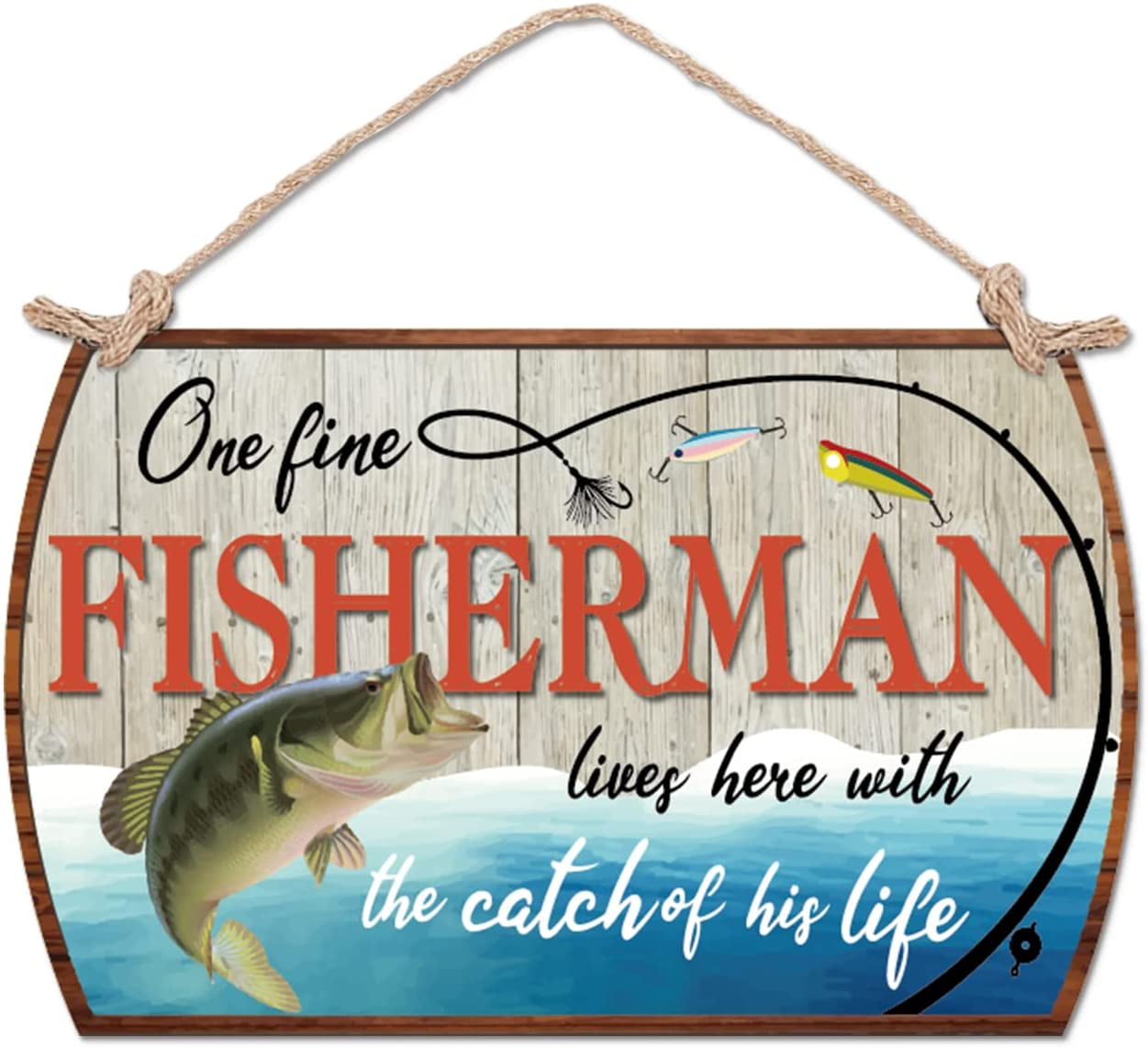 Fisherman Decor Sign Fishing Wood Plaque Sign One Fine Fisherman Lives ...