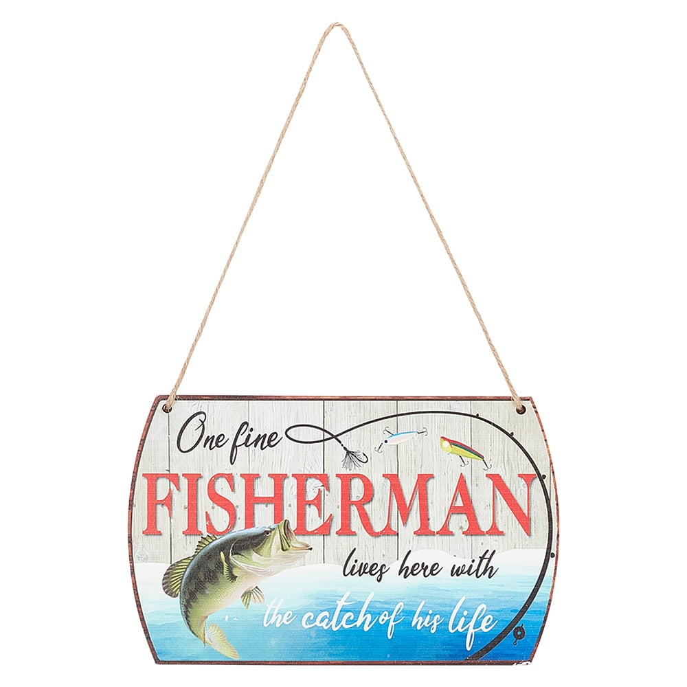 Fisherman Decor Sign Fishing Wood Plaque Sign One Fine Fisherman Lives ...