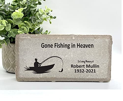 Fisherman Memorial Stone - Gone Fishing in Heaven - Real Stone ...