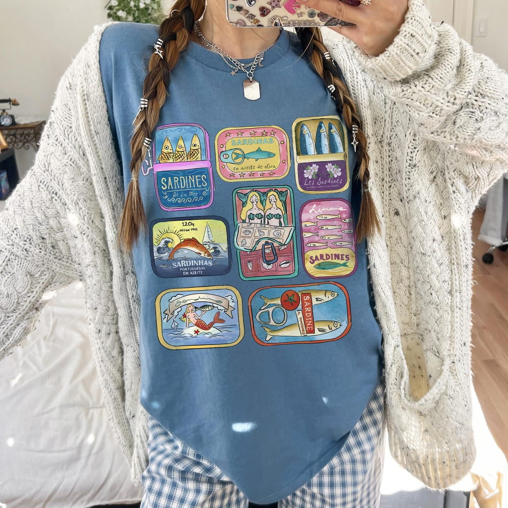 Fisherman Shirt Sardine Shirt Tinned Fish Shirt Sardines Shirt Tomato ...