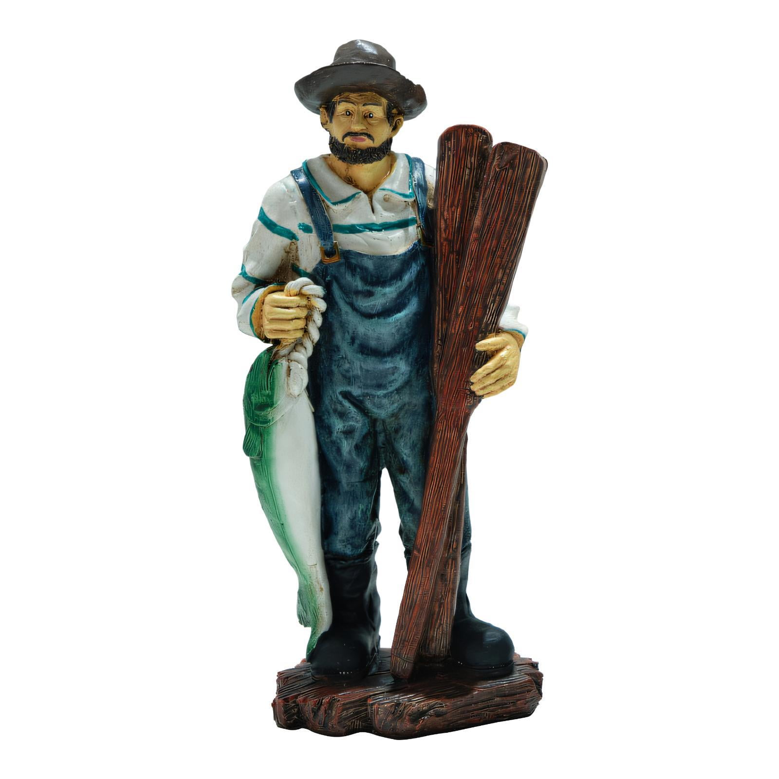 Fisherman Statue Figurine Resin Sailor Sculpture Centerpiece Compact ...