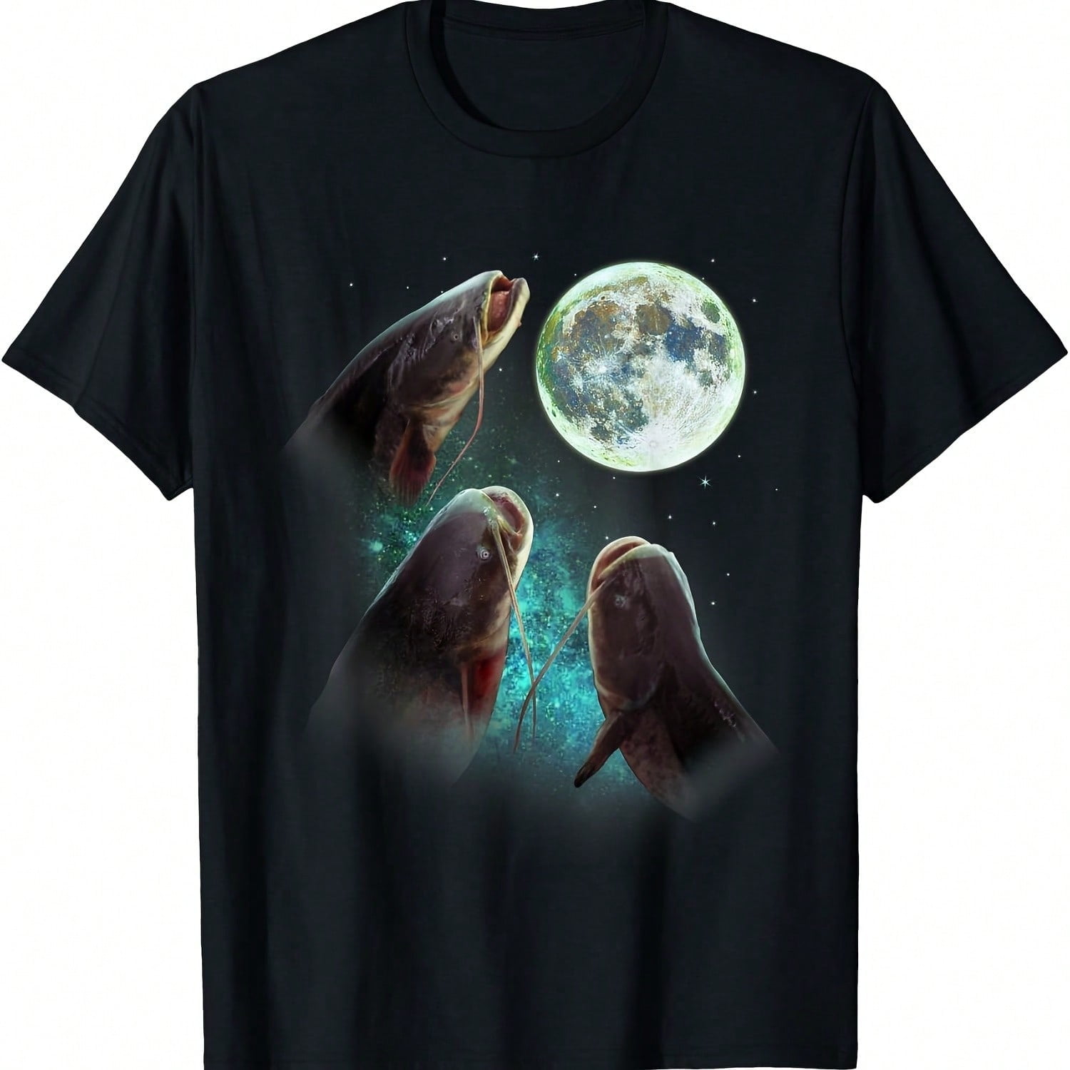 Fisherman Tee Catfish Howl At Moon Wolfs Wolves Parody T-Shirt.JPG ...
