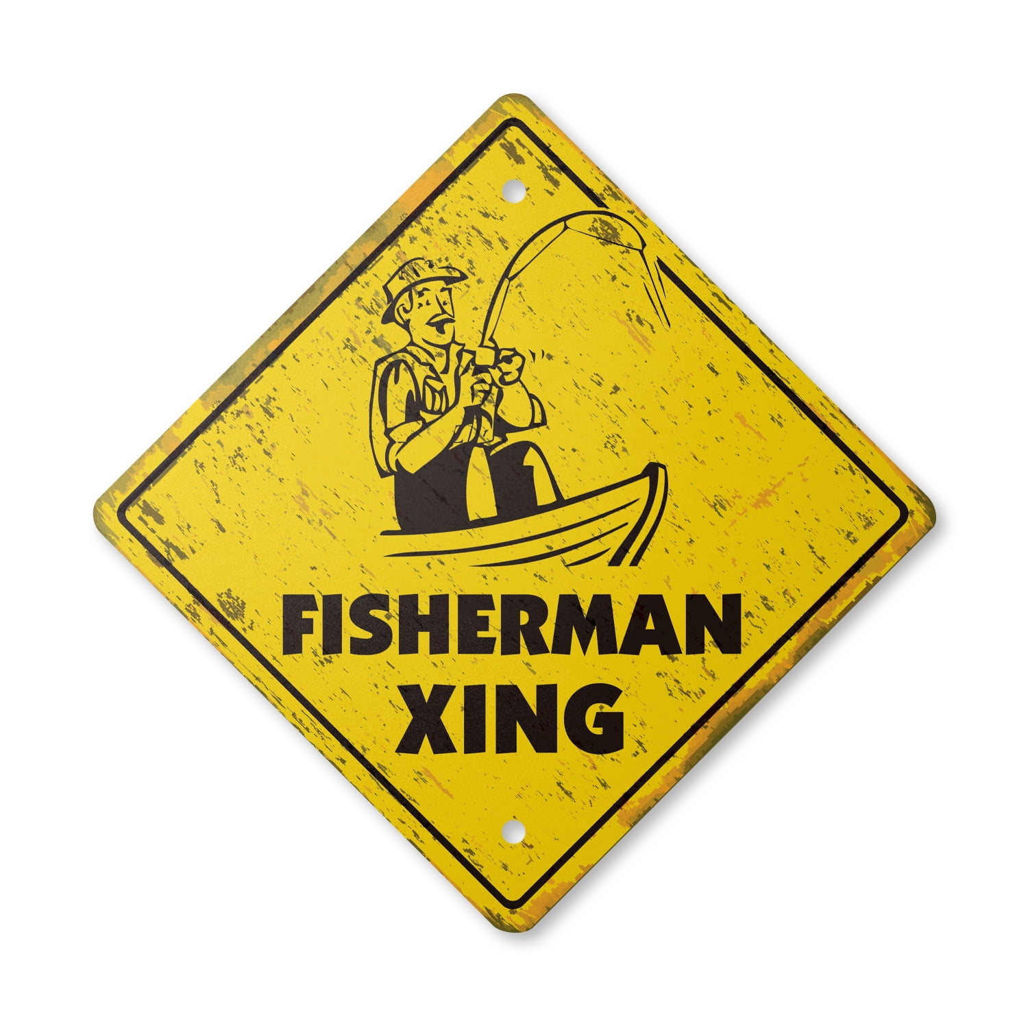 Fisherman Xing Vintage Crossing Sign Zone Xing | Indoor/Outdoor Plastic ...