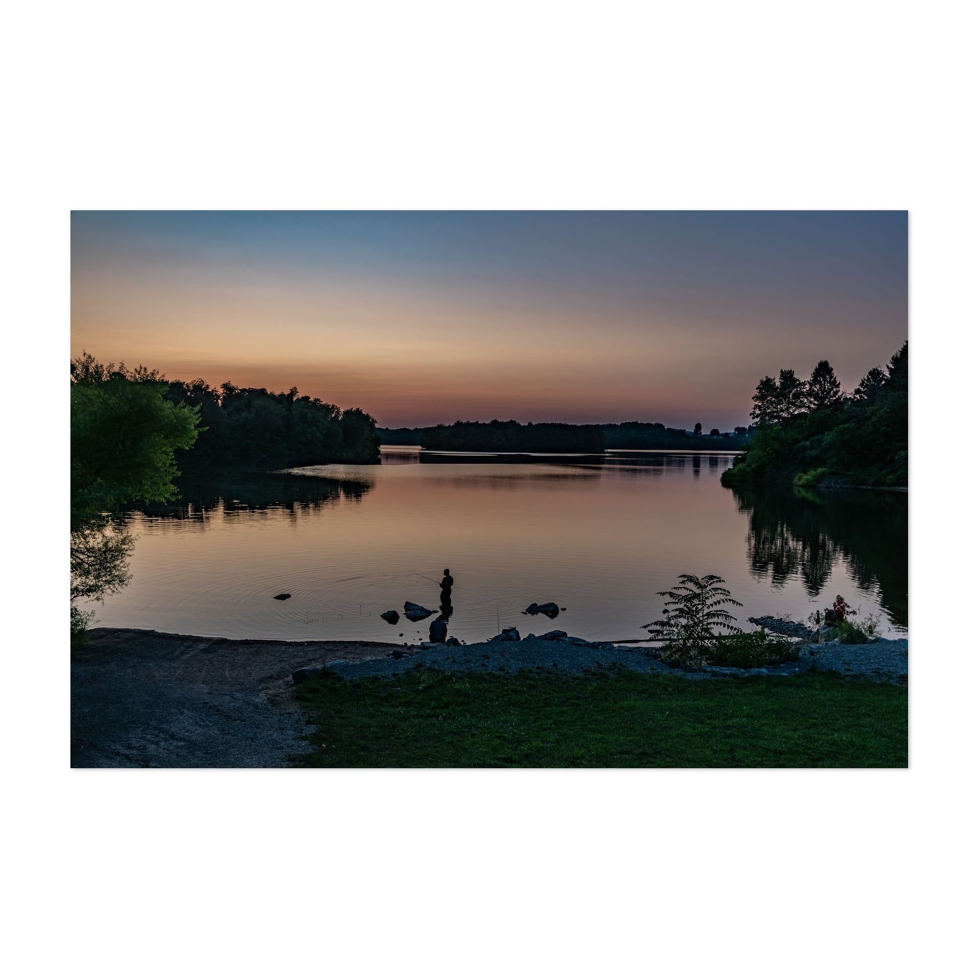 Fisherman at Lake Marburg - Hanover Pennsylvania Photography Sunset ...