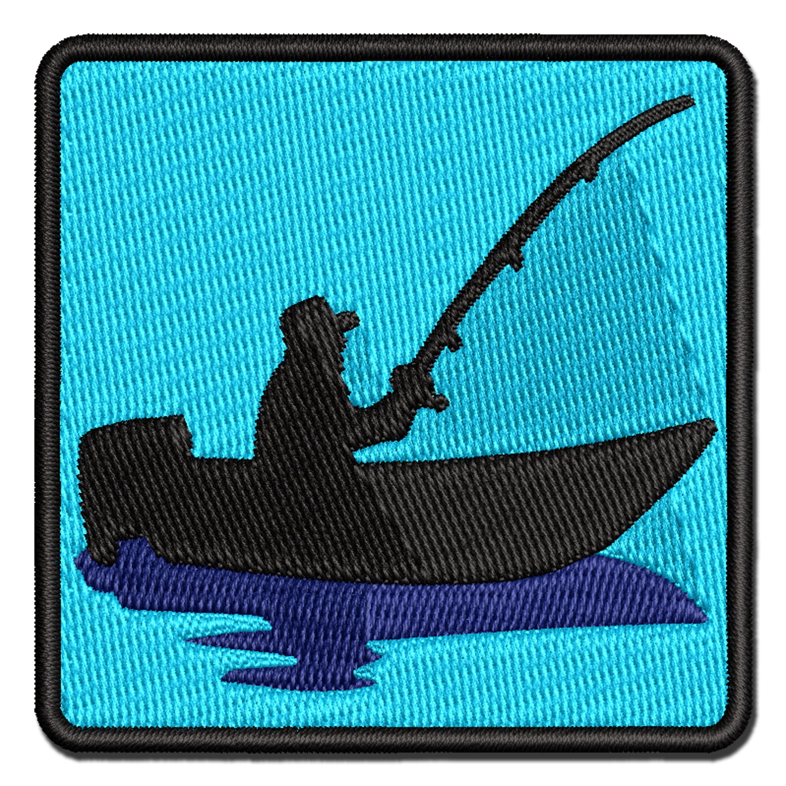 Fisherman in Fishing Boat Applique Multi-Color Embroidered Iron-On ...