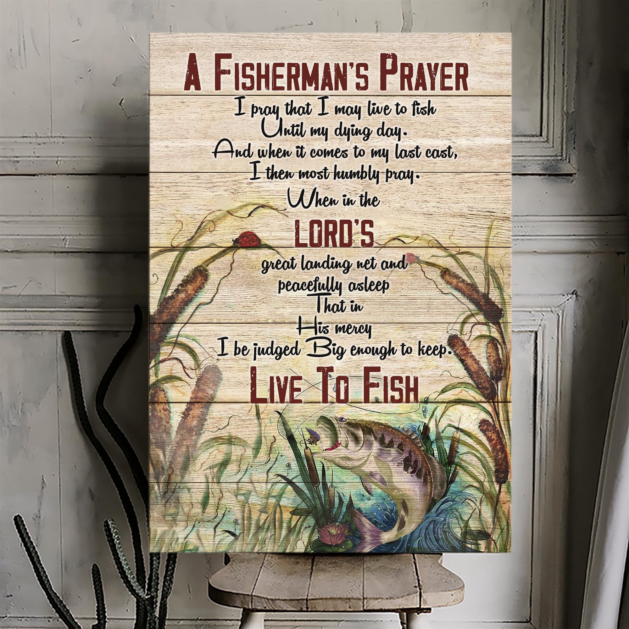 Fisherman’s Prayer Canvas Wall Art – Rustic Fishing Cabin Decor ...