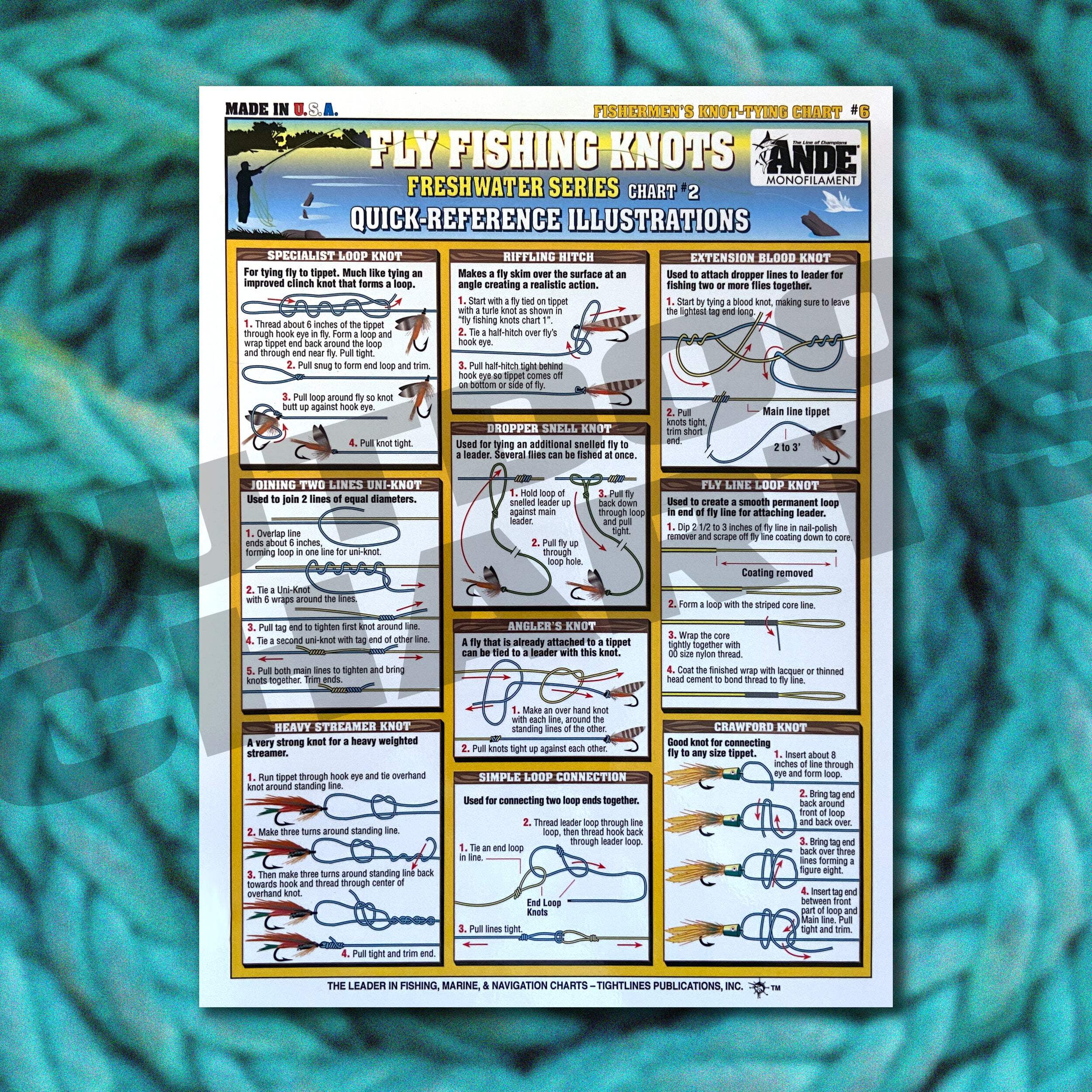 Fishermen's Fly Fishing Knot Tying Chart #6 (Freshwater) - Walmart.com
